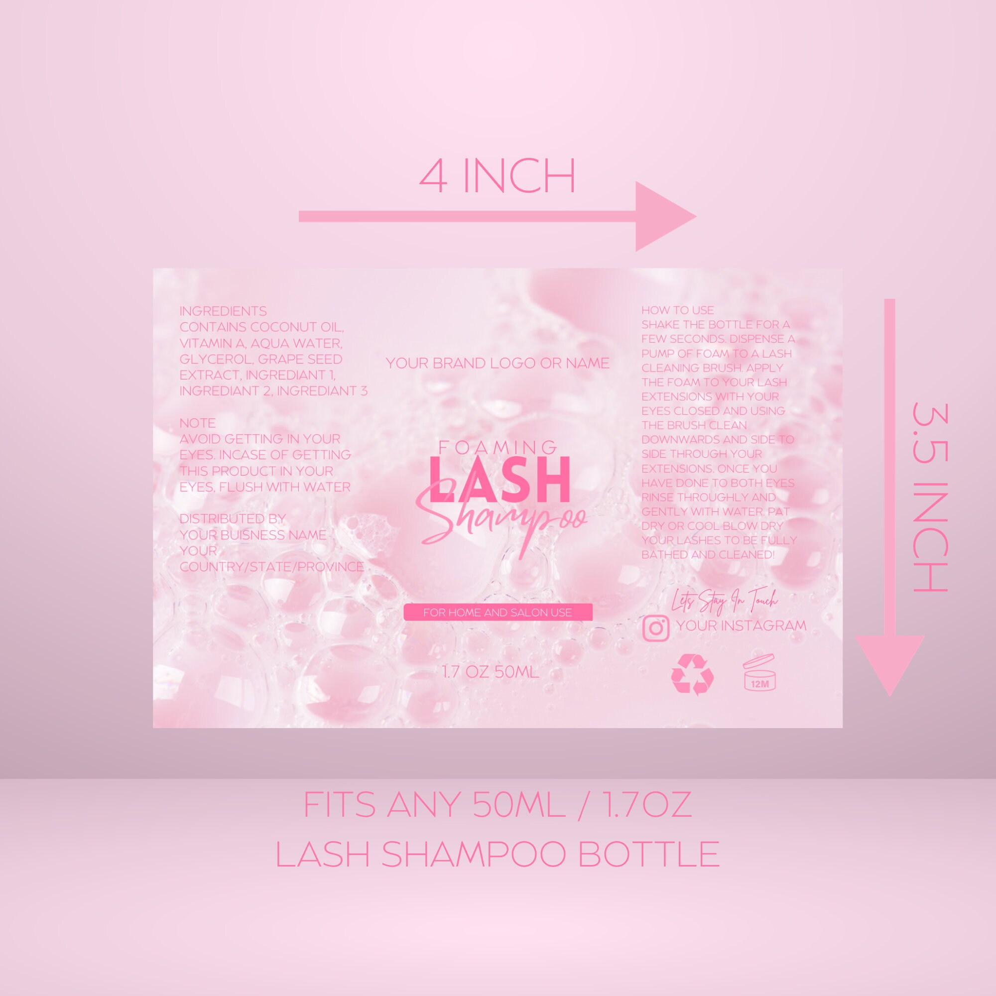 DIY Lash Shampoo Template, Lash Bath Label, Eyelash Cleanser Sticker ...