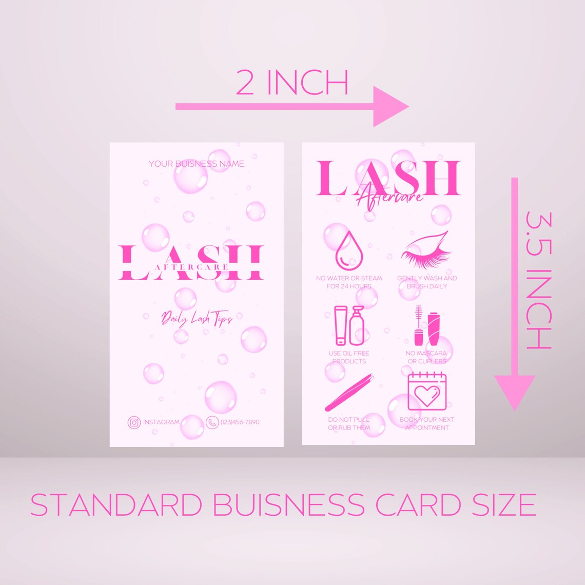 DIY Lash Aftercare Cards Template, Canva Editable Lash Cards, Digital ...
