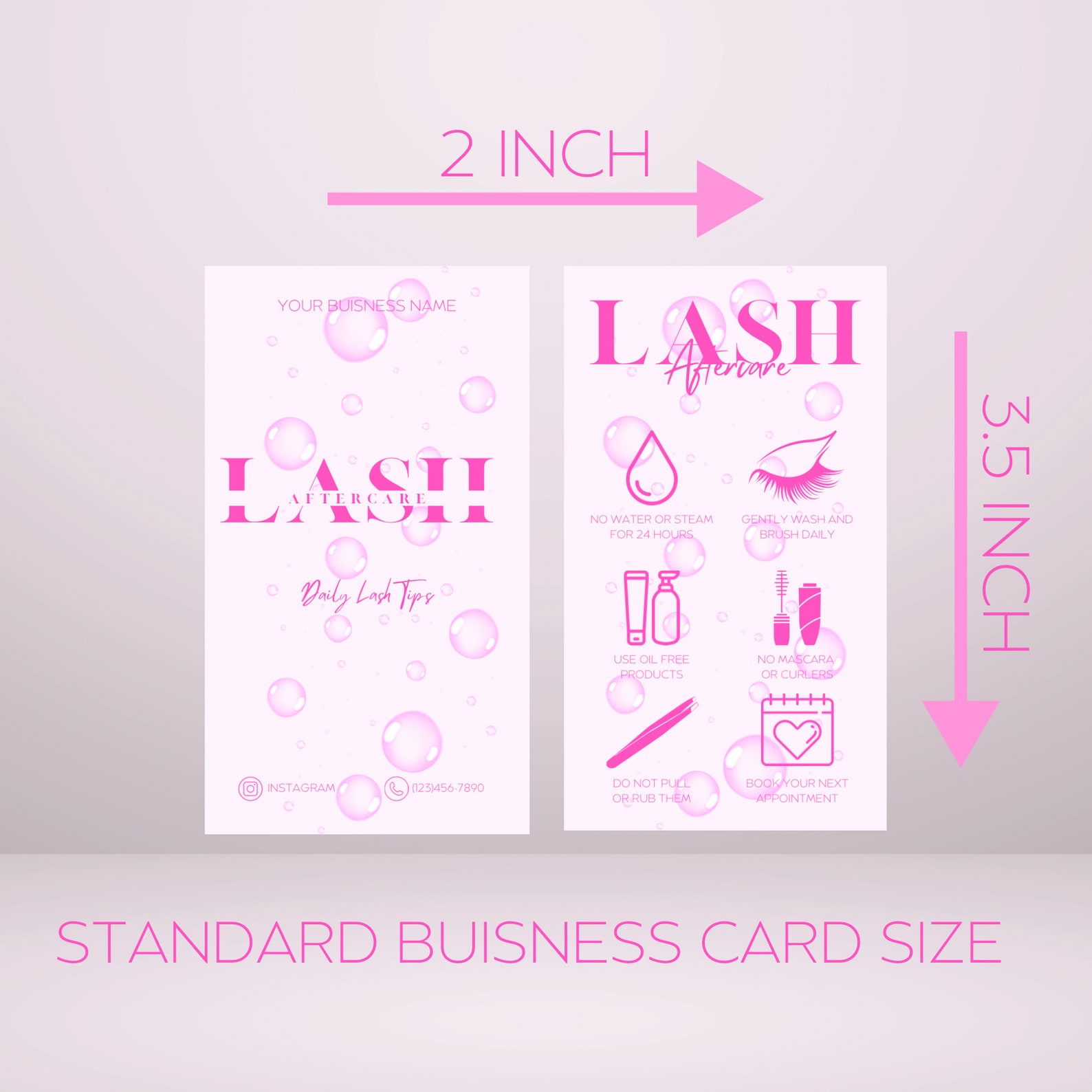 DIY Lash Aftercare Cards Template, Canva Editable Lash Cards, Digital ...