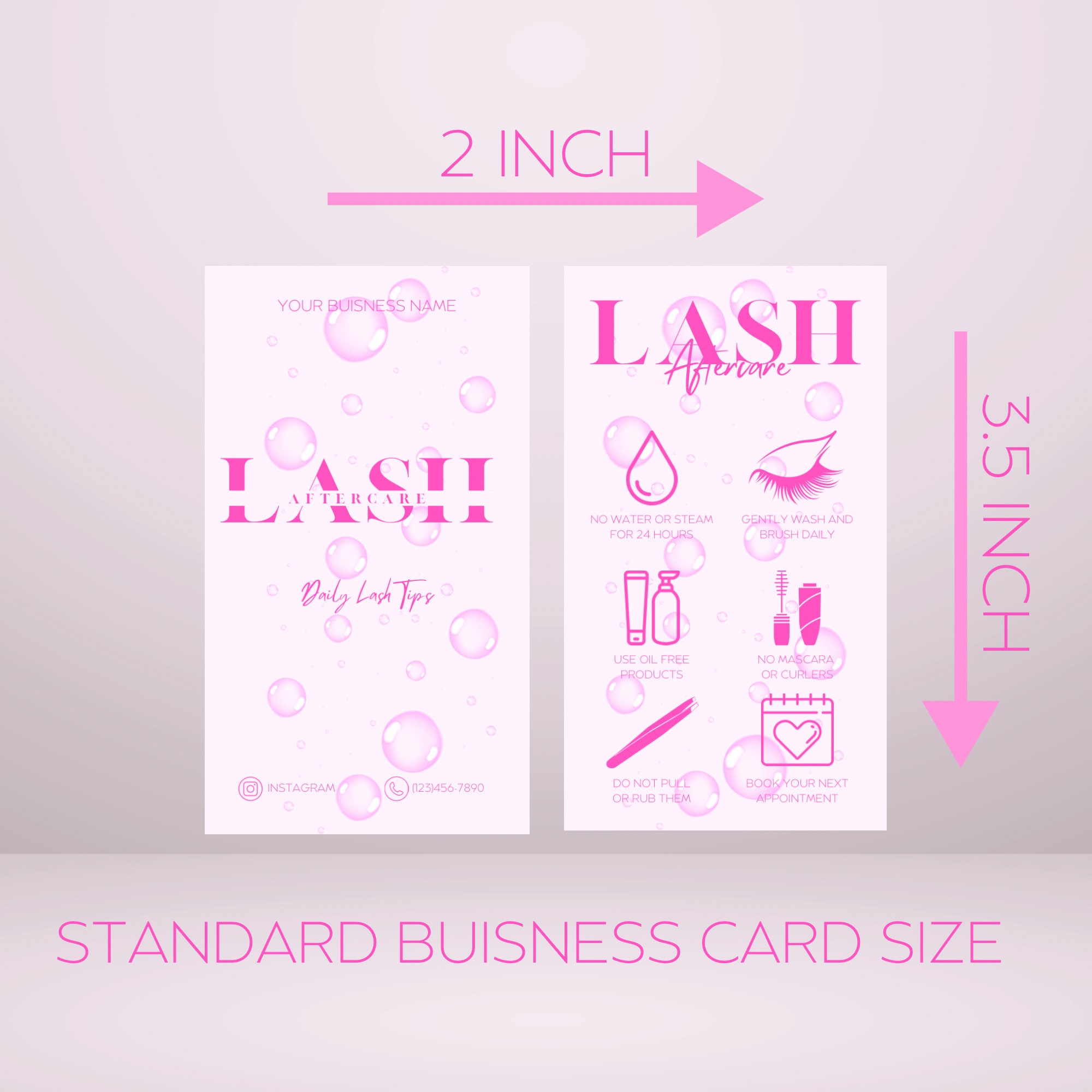 DIY Lash Aftercare Cards Template, Canva Editable Lash Cards, Digital ...