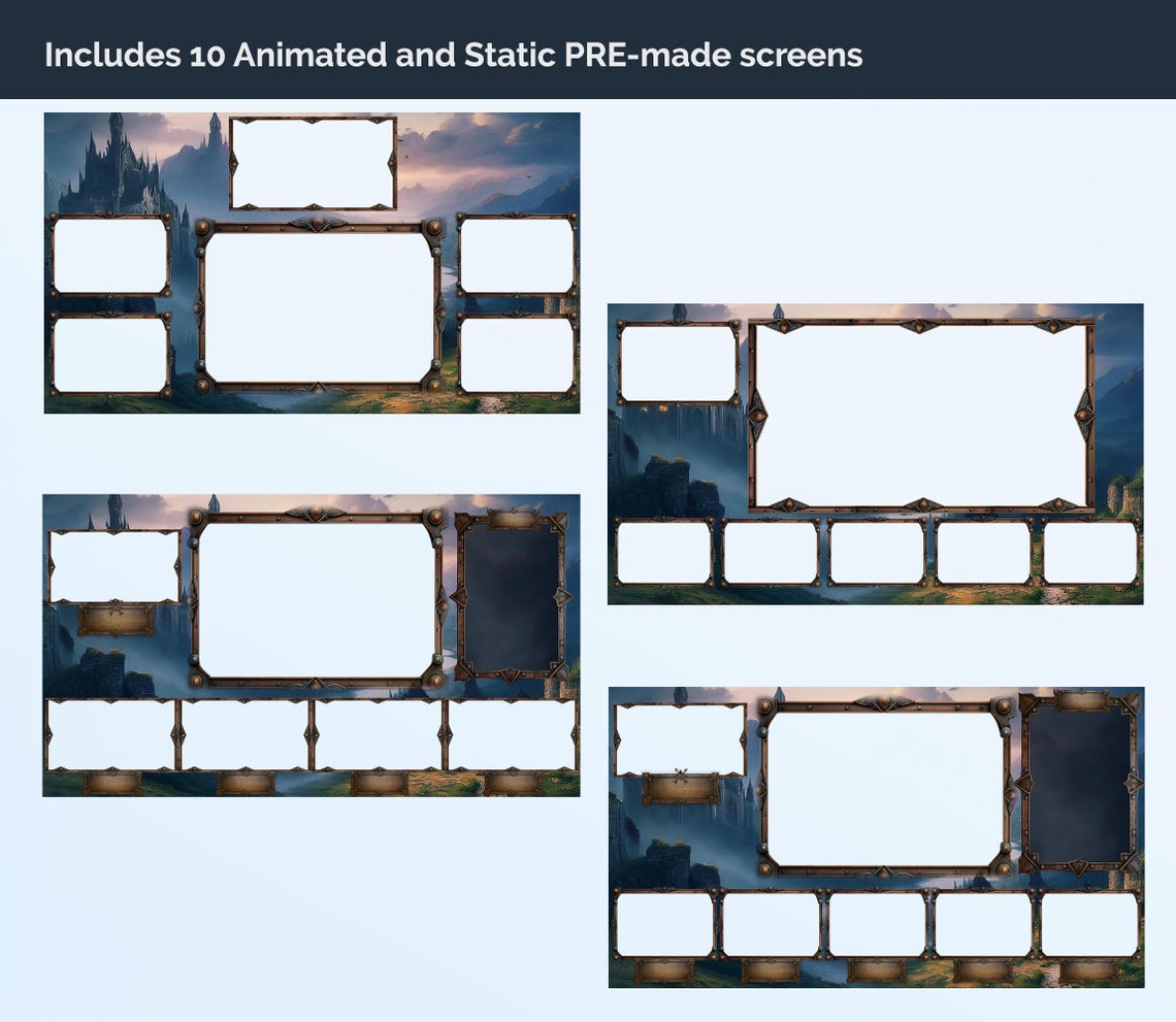Kingdom Medieval Twitch Screen Overlays Pack, for Livestream, Dungeons ...