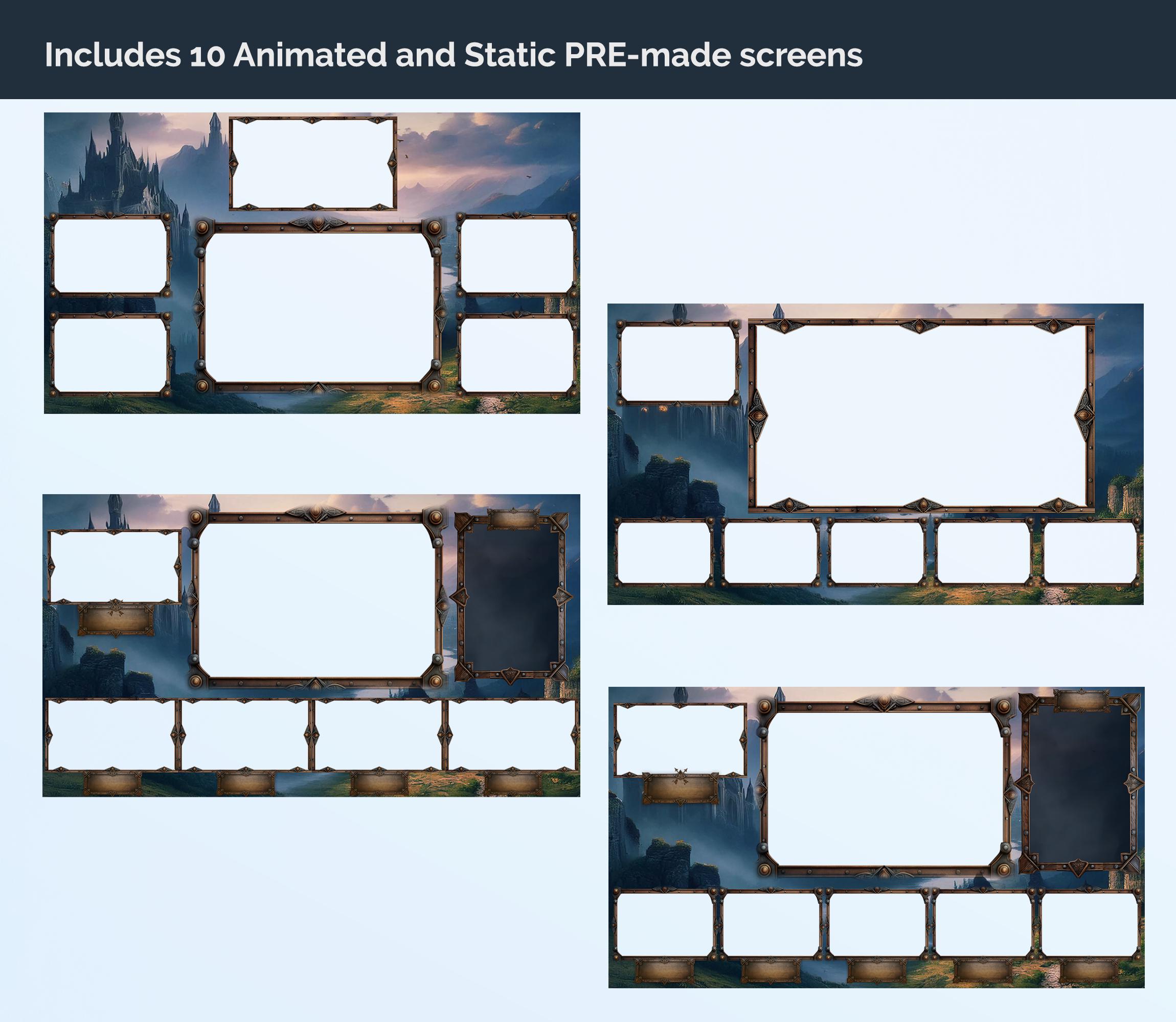 Kingdom Medieval Twitch Screen Overlays Pack, for Livestream, Dungeons ...