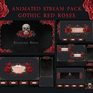 Red Roses Gothic Animated Stream Package, Twitch Pack, Overlays Screens ...