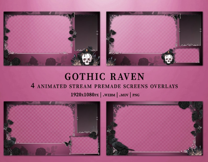 Twitch Stream Pack | Gothic Overlays With Raven, Crow Skull, Horror ...
