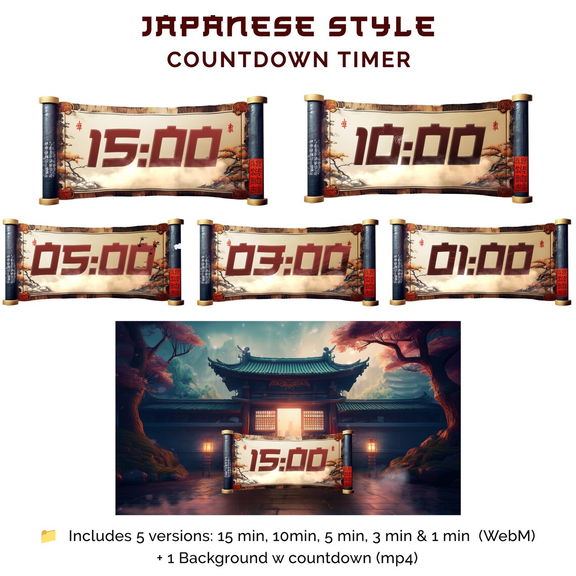 Samurai Stream Countdown Timer: Japanese Twitch Overlay (digital ...