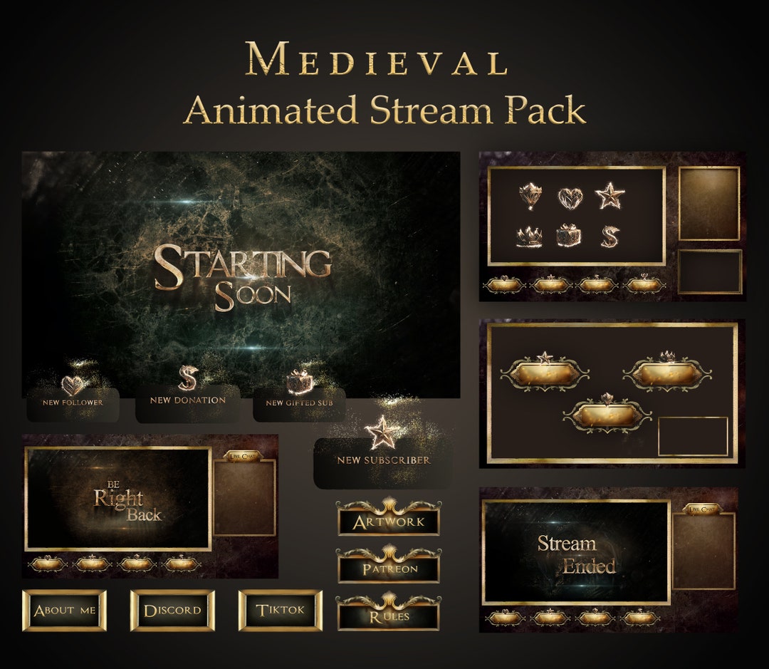 Medieval Stream Animated Package Fantasy Stream Pack Twitch Overlay ...