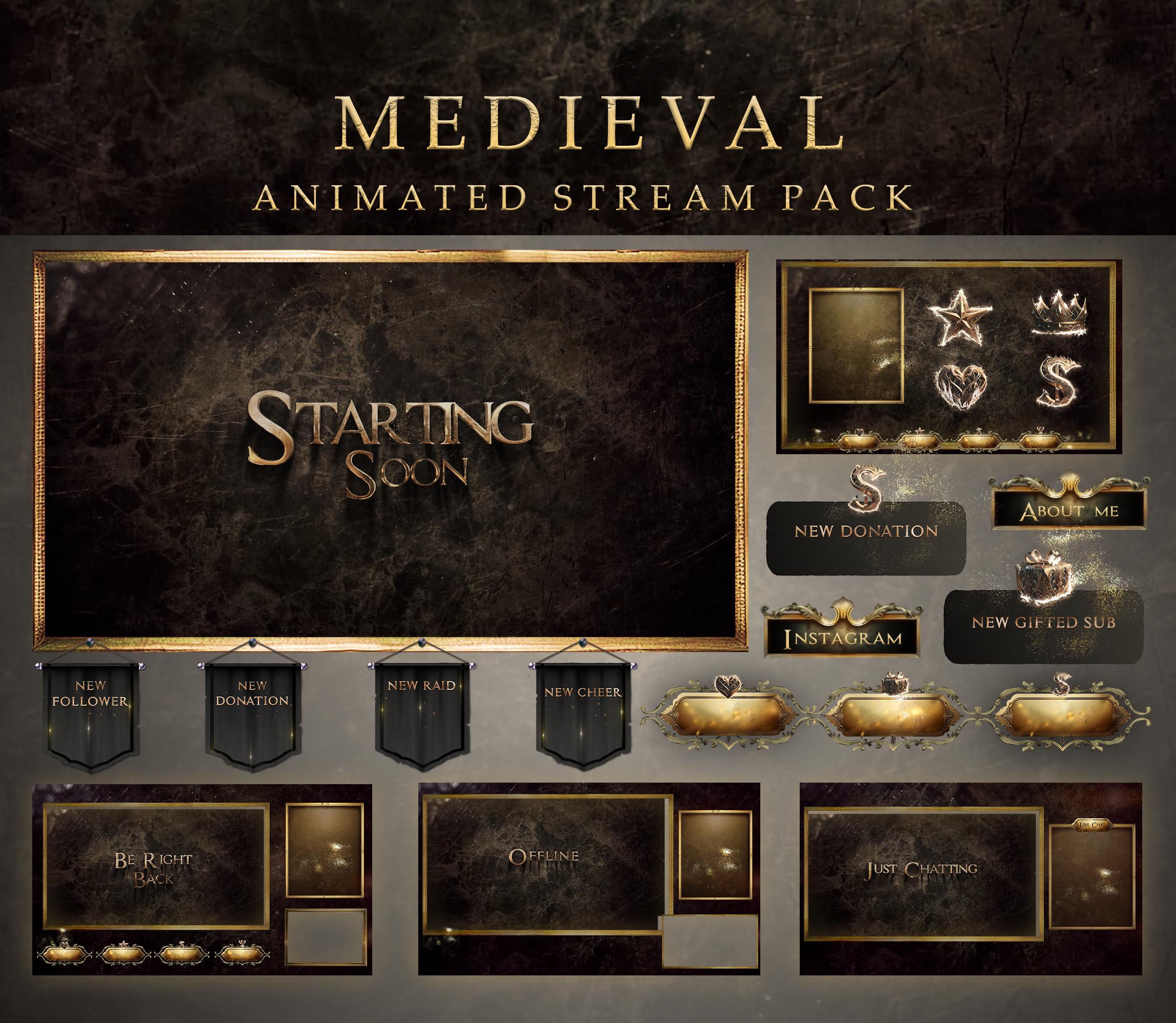 Medieval Animated Stream Package - Dark Fantasy Twitch Overlays, Gothic ...