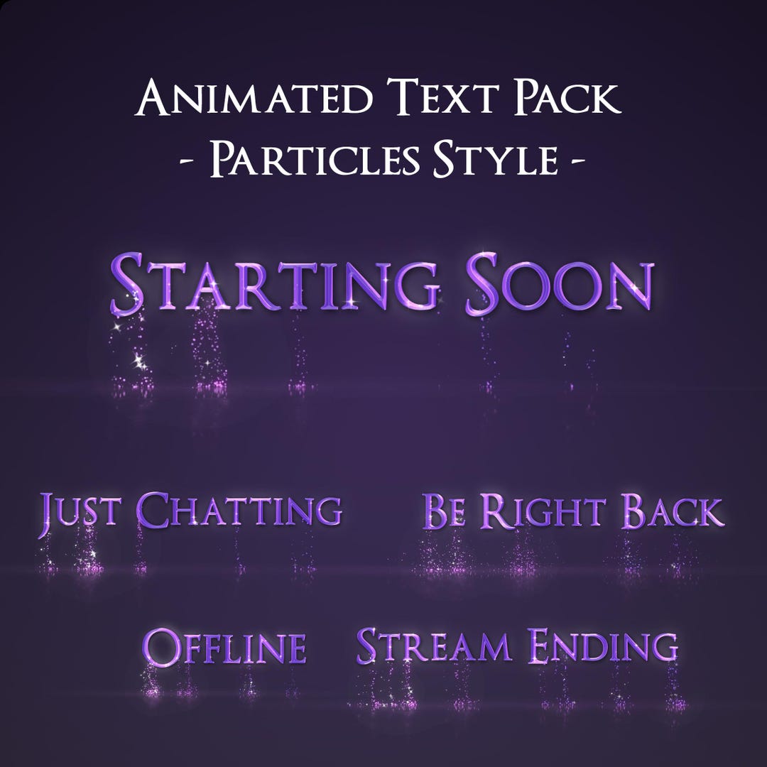 Purple Animated Starting Soon Text | BRB, Offline, Just Chatting Titles ...