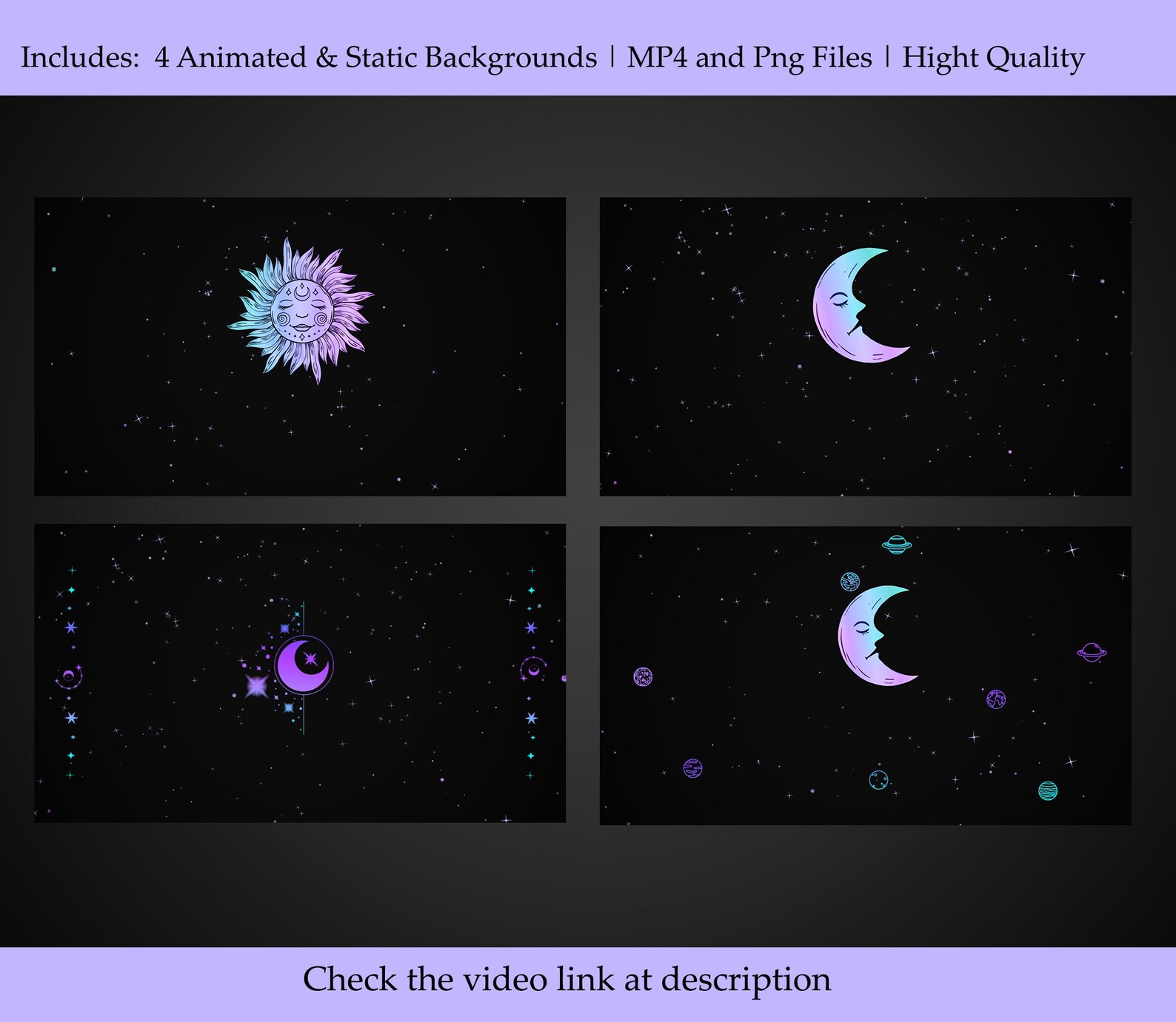 Celestial Twitch Stream Package: Animated Purple Sun & Moon Overlays - Etsy