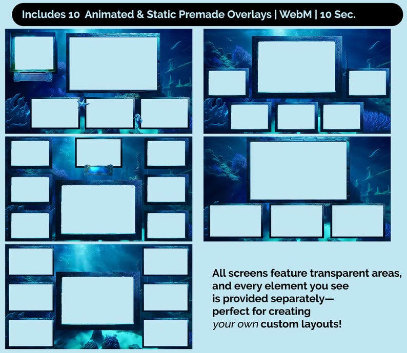 Twitch Overlays Package for Livestream Dnd, RPG, Fantasy Underwater ...