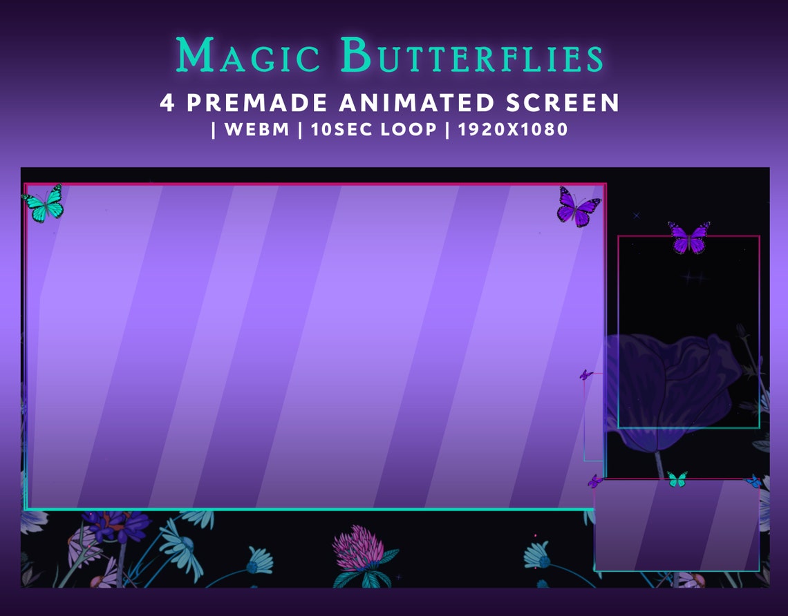 Magic Sky Night Butterflies Stream Overlay Package - Etsy