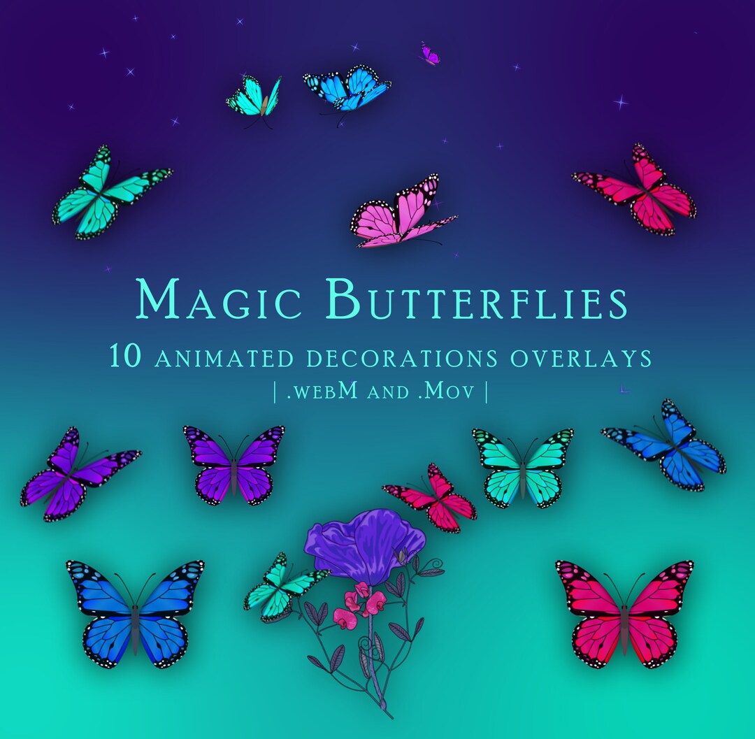 Colorful Butterflies, Animated Stream Decoration | Magical Butterflies ...
