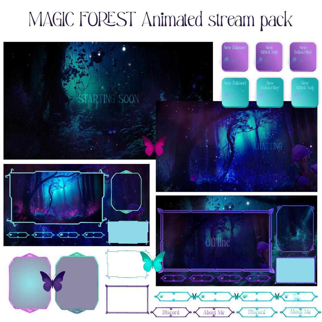Enchanted Forest Stream Overlay Pack: Twitch, Youtube, OBS (digital ...
