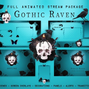 Blue Gothic Animated Stream Package - Twitch Overlays, Screens, Alerts ...