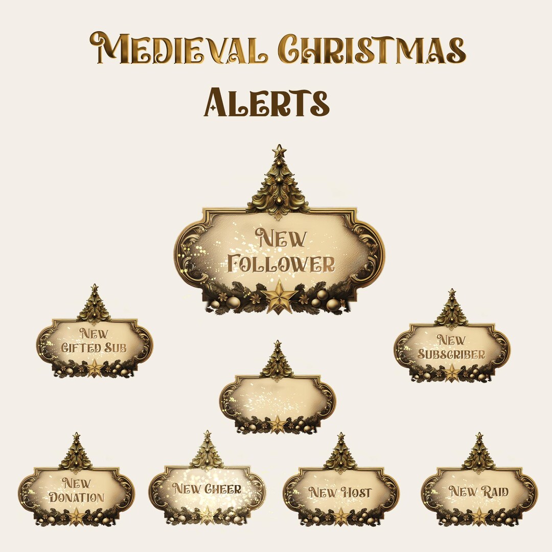 Christmas Alerts Overlay Pack, Fantasy Holiday Stream, Medieval Gold ...