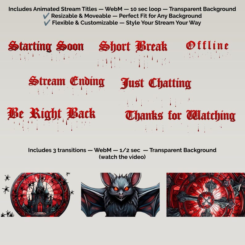 Vampire Stream Pack Animated Overlay | Gothic Cathedral Twitch Screens ...