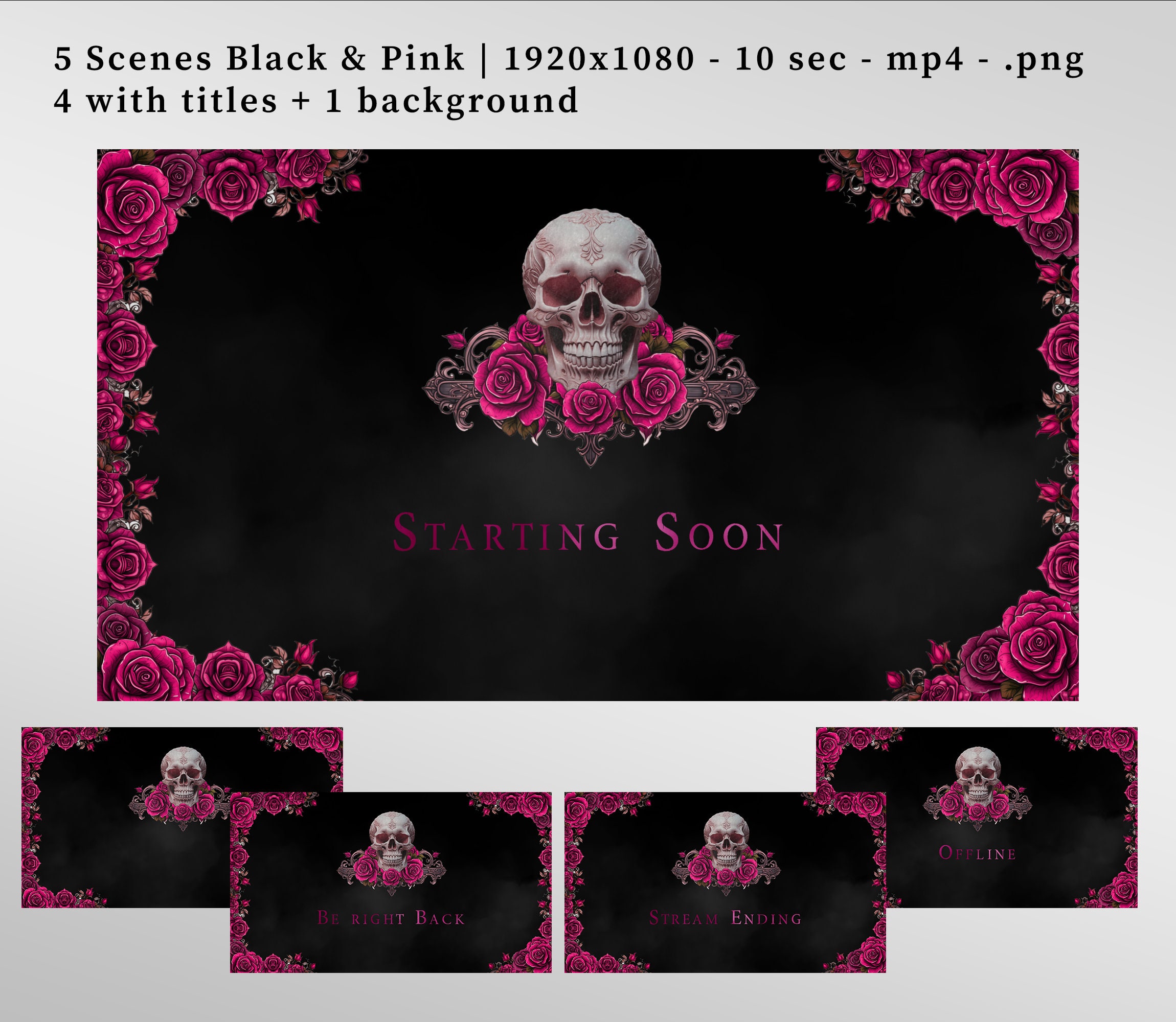Gothic Animated Stream Scenes Package, Twitch Pack, Overlays Screens ...