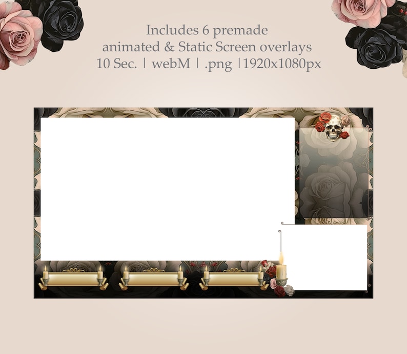 Gothic Skull Animated Stream Screen Overlays, Twitch Pack, Vtuber ...