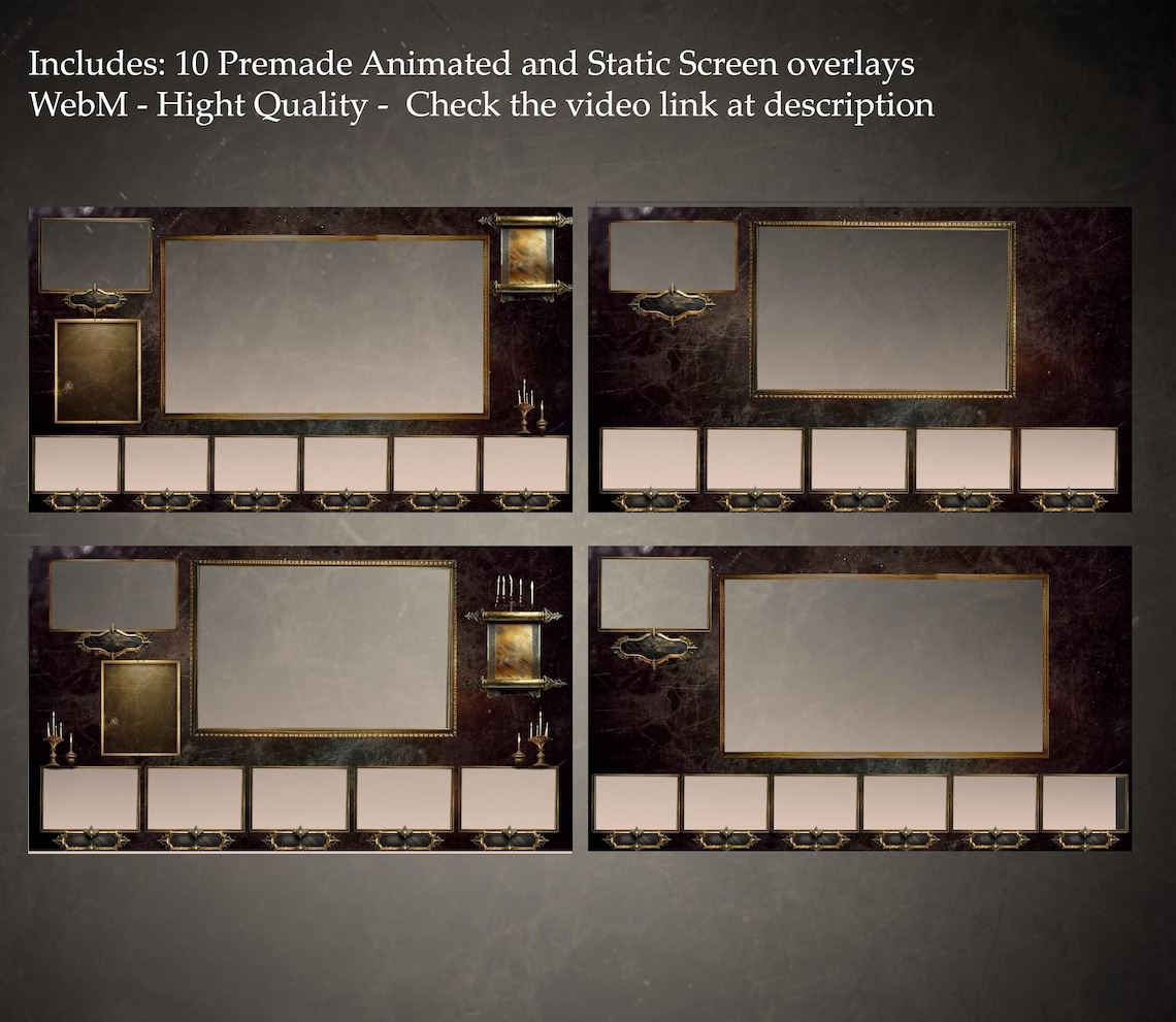 Animated RPG Twitch Overlay Pack: D&D Stream Screens, Facecams (webm ...