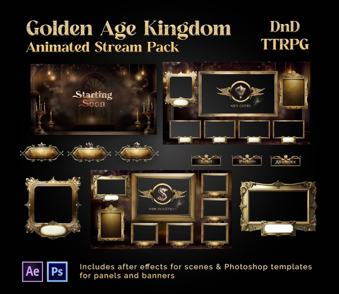 Medieval Dnd Stream Overlay: Golden Kingdom TTRPG Pack - Etsy