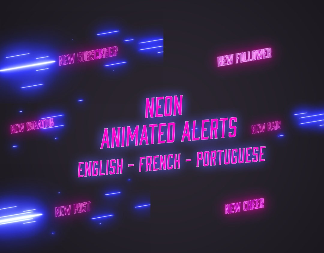 Neon Animated Stream Alerts: Purple Pink Blue, X6 Webm Alerts - Etsy