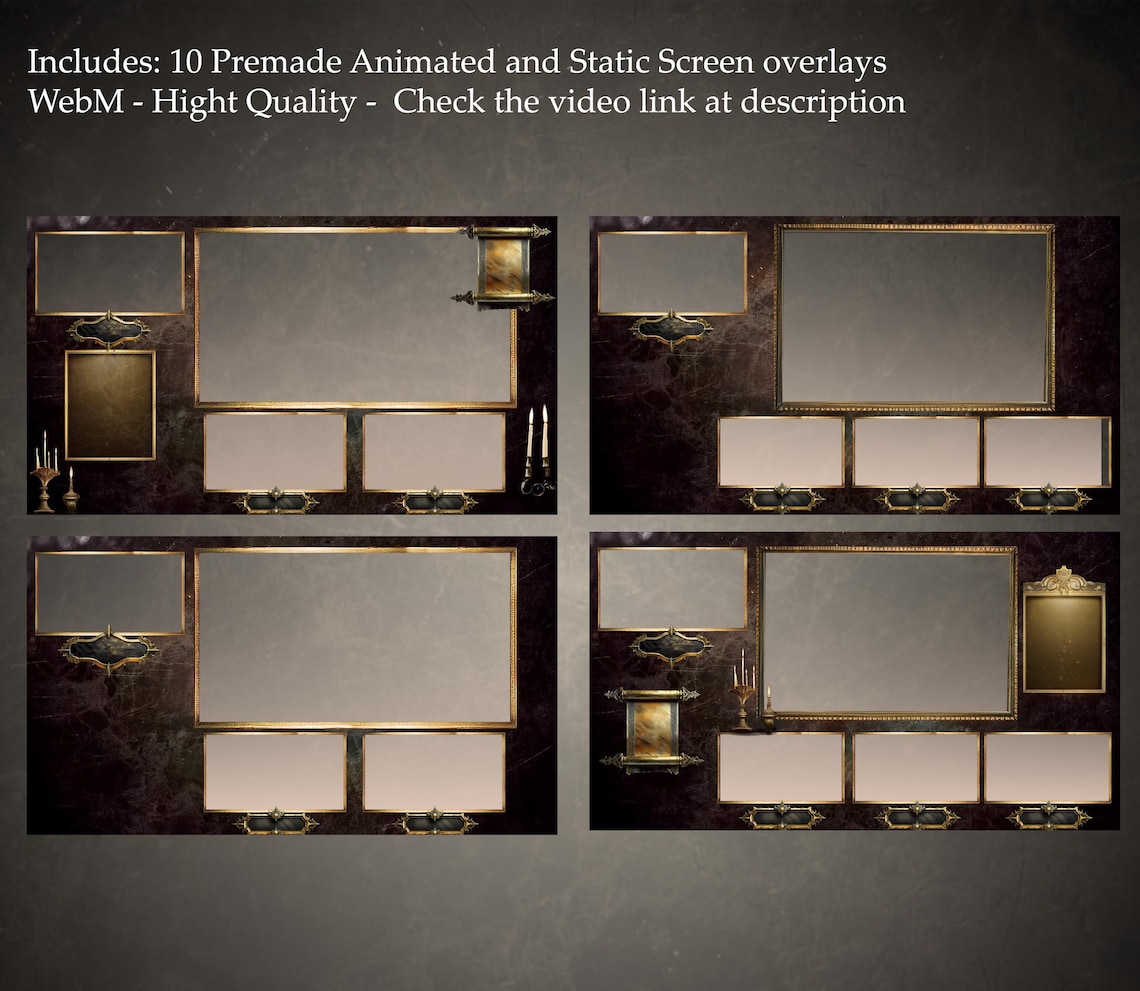 Animated RPG Twitch Overlay Pack: D&D Stream Screens, Facecams (webm ...