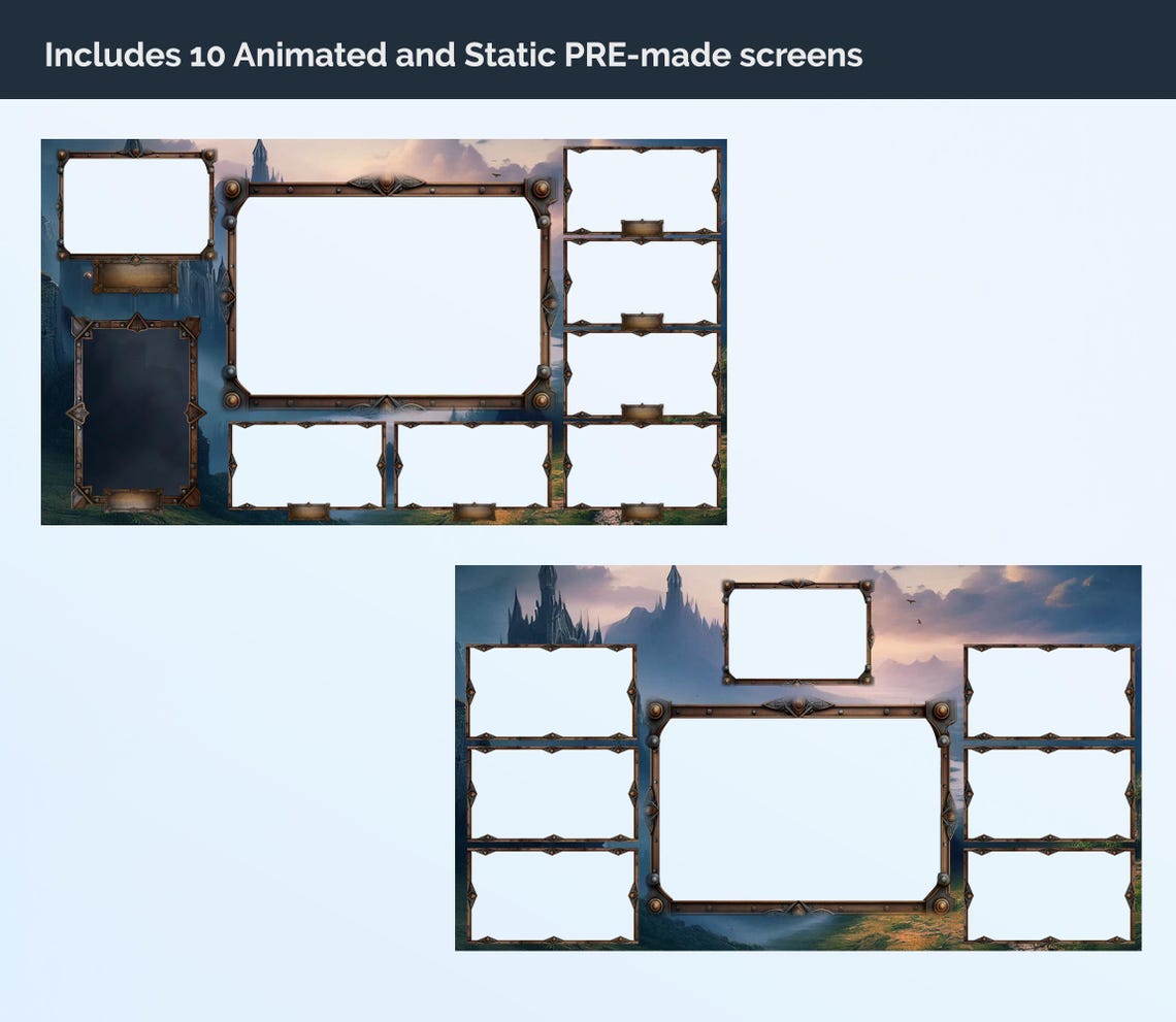 Kingdom Medieval Twitch Screen Overlays Pack, for Livestream, Dungeons ...
