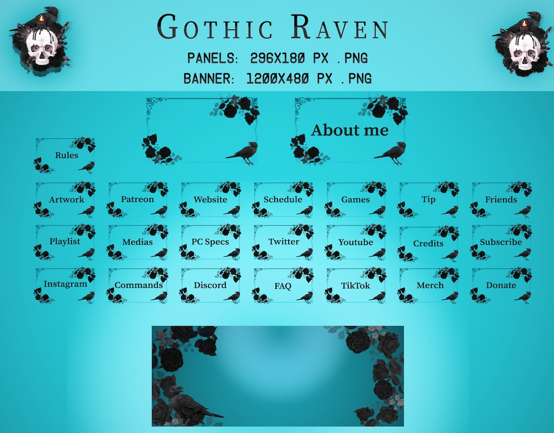 Blue Gothic Animated Stream Package - Twitch Overlays, Screens, Alerts ...