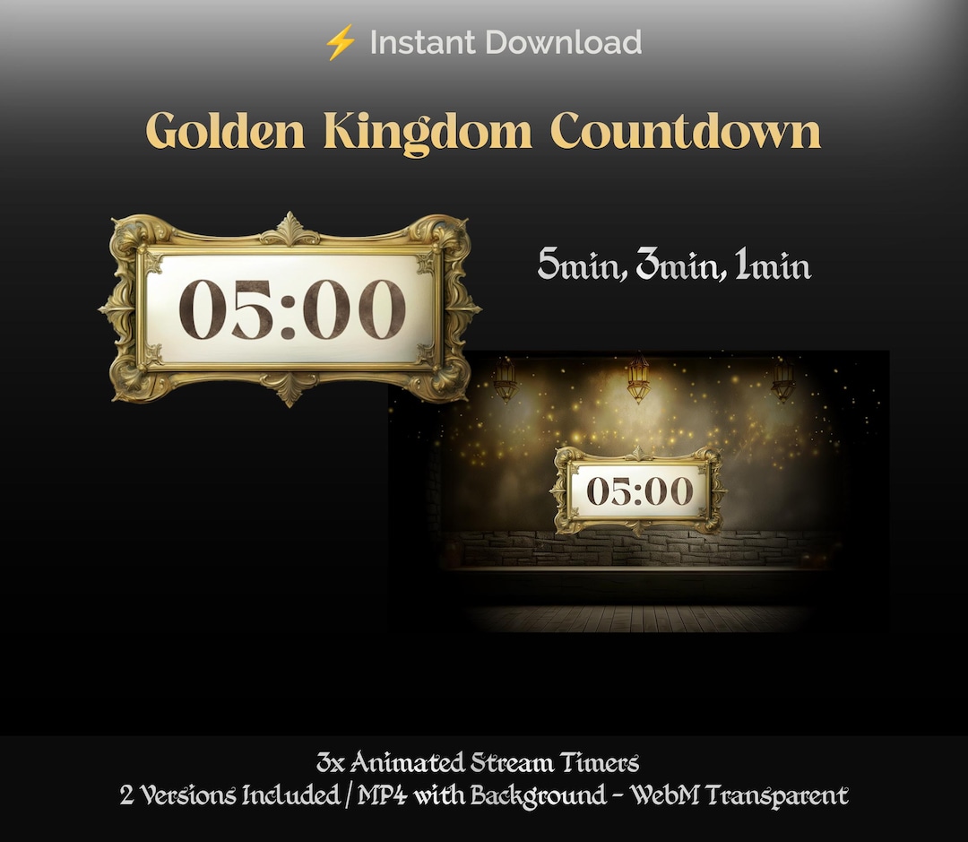 Animated Stream Timer Countdown for Twitch, Kick, Youtube | Golden Age ...