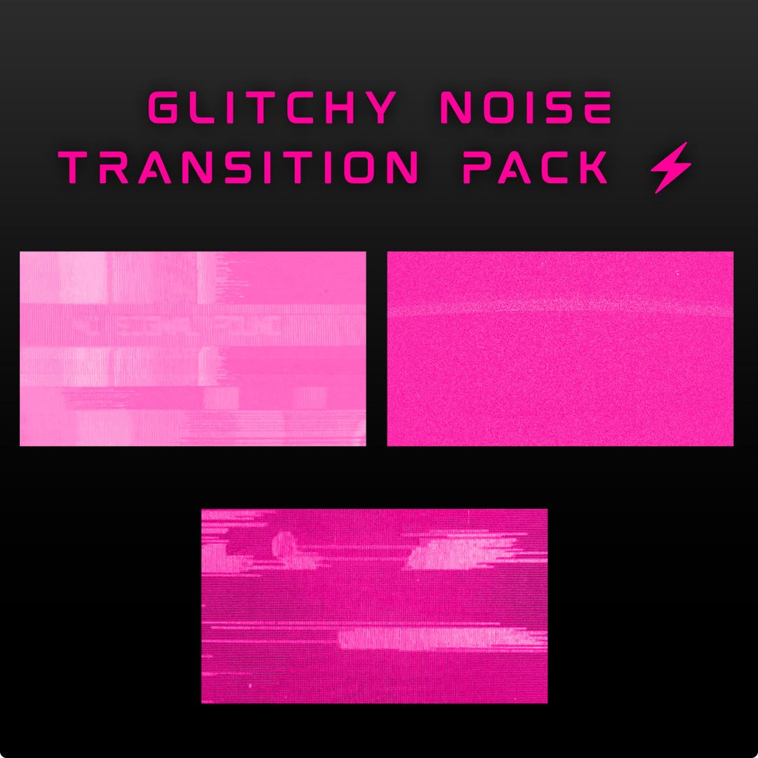 3x Pink Cyber Glitch TV Noise Transition | Sci-fi Tech Distortion ...