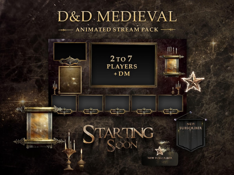 Animated Dungeons and Dragons Stream Overlay: Medieval Twitch Overlays ...