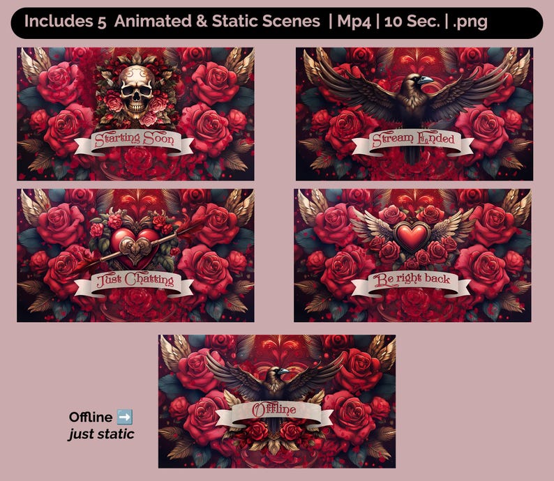 Gothic Stream Pack Twitch Overlay Package With Animated Scenes, Alerts ...