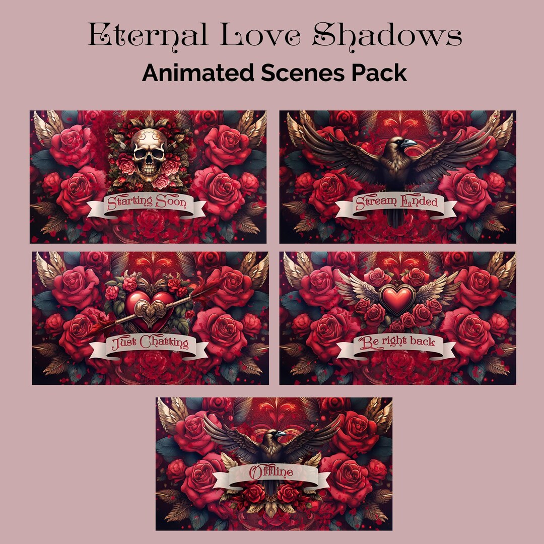 Red Roses Stream Scenes | Gothic Skull Scenes Perfect for Valentine's Day | Starting Soon, Brb ...