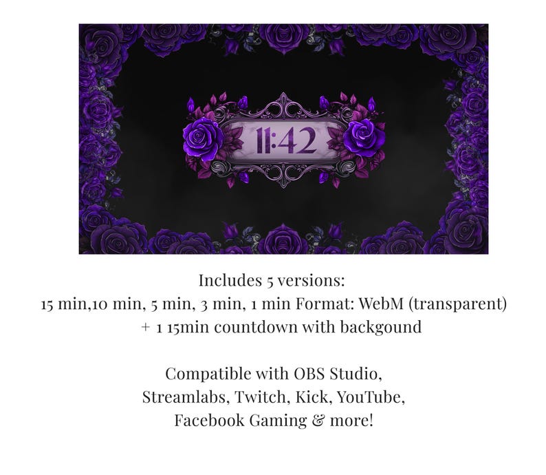 Gothic Roses Countdown Timer Overlay: Animated Stream Start Screen (digital Download) - Etsy UK