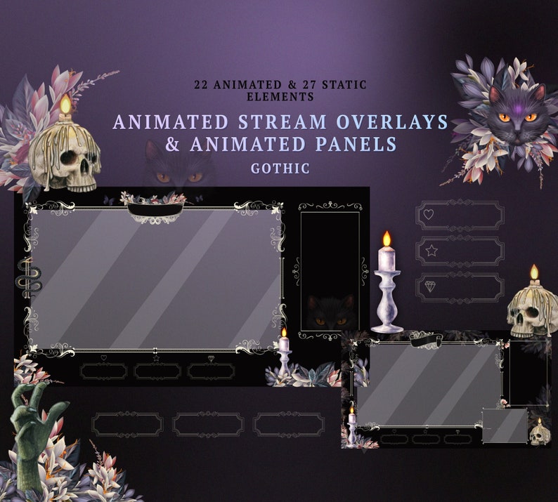 Gothic Animated Stream Screen Overlays, Twitch Pack, Vtuber, Overlays Screens for Streamers - Etsy
