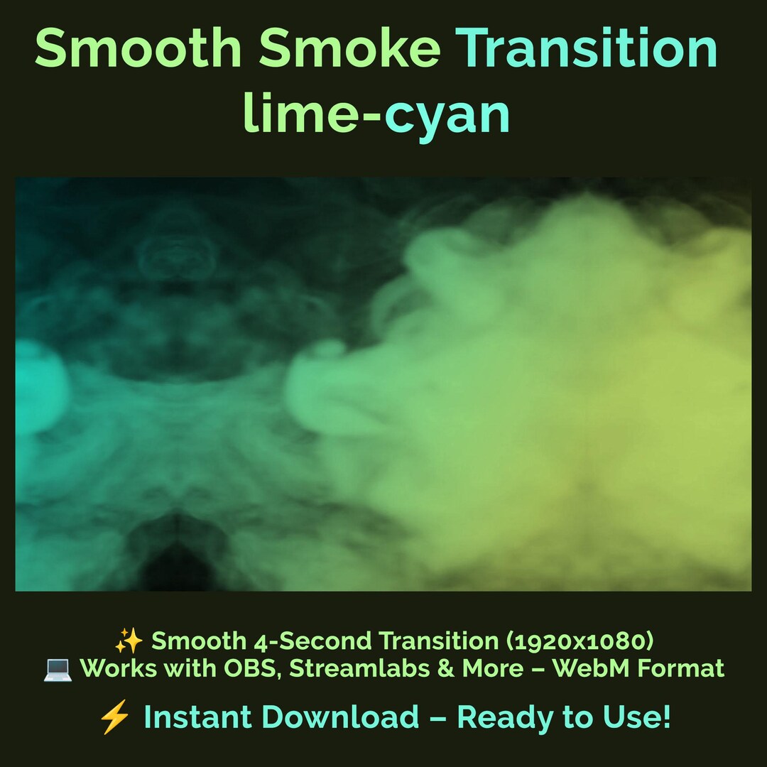 Animated Smoke Stream Transition: Green Yellow Vapor Fade (digital ...