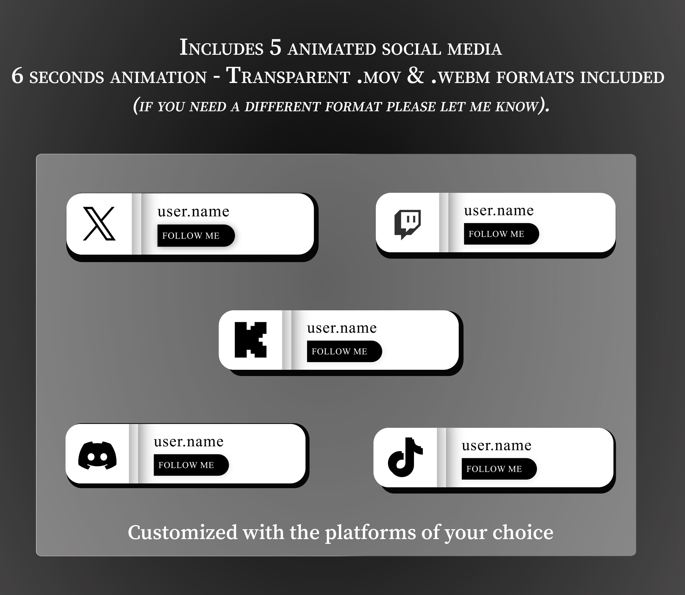 Custom Animated Social Media Lower Thirds, Twitch Animated Follow Pop Up, Popup Stream Overlay ...