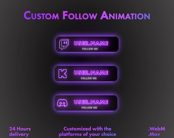 Custom Animated Social Media Lower Thirds, Twitch Animated Follow Popup, Popup Stream Overlay ...
