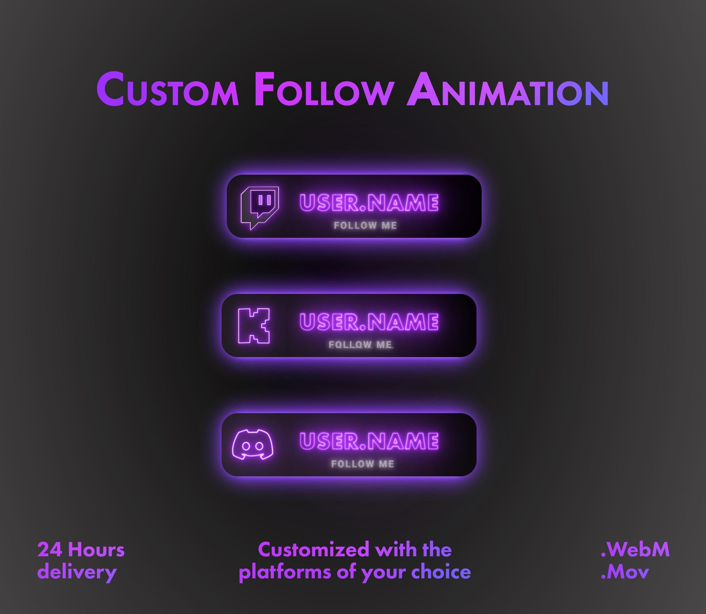 Custom Animated Social Media Lower Thirds, Twitch Animated Follow Popup, Popup Stream Overlay ...