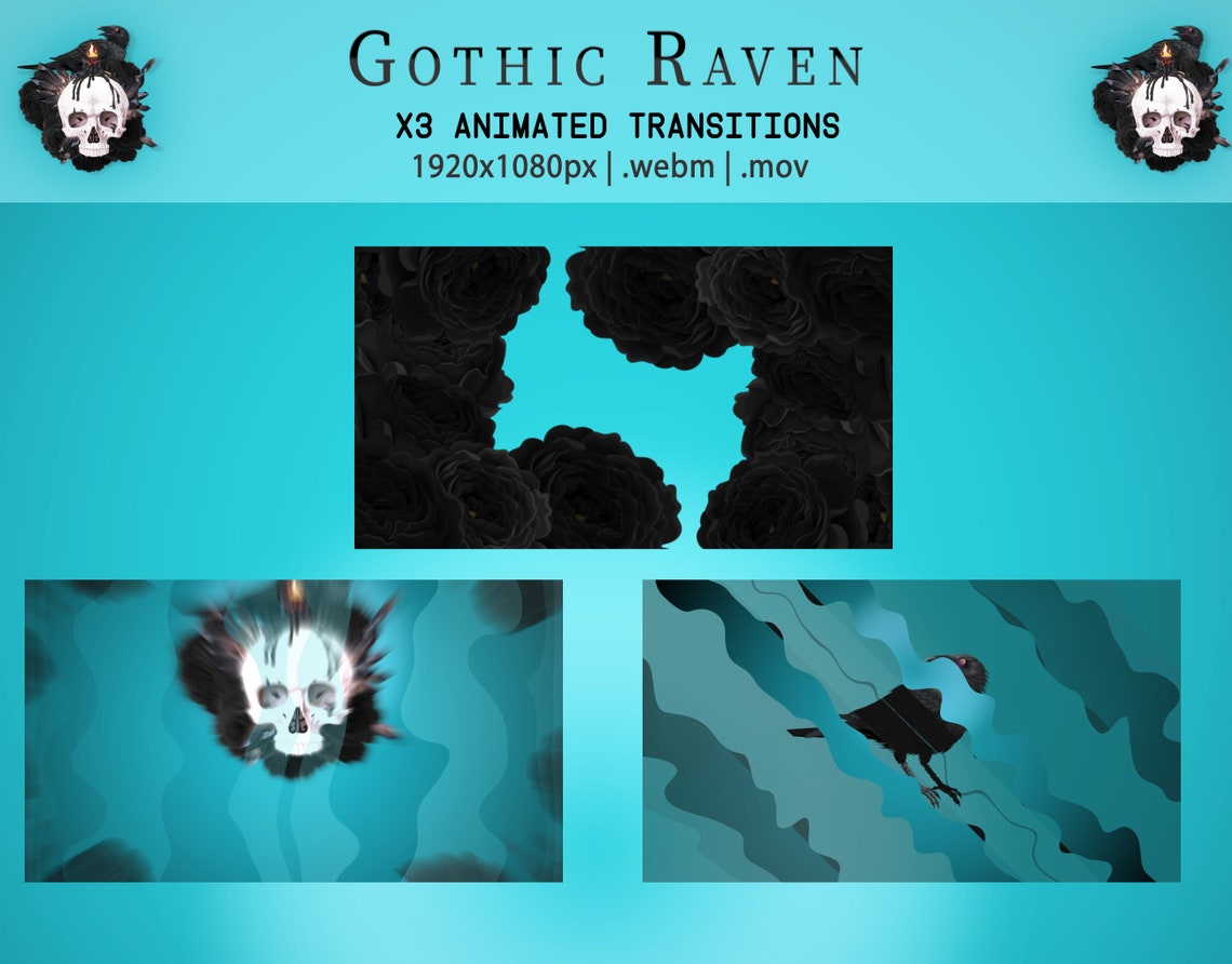 Blue Gothic Animated Stream Package - Twitch Overlays, Screens, Alerts ...