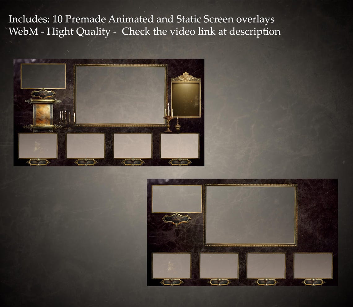 Animated RPG Twitch Overlay Pack: D&D Stream Screens, Facecams (webm ...