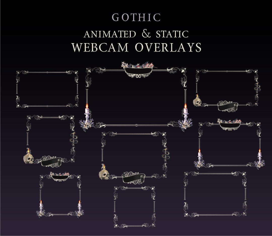 Gothic Animated Webcam Overlay Pack: Skull & Candle Theme (webm, PNG ...