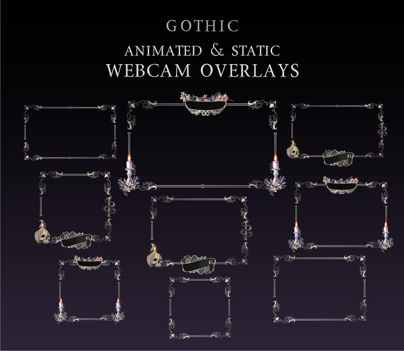 Gothic Animated Webcam Overlay Pack: Skull & Candle Theme (webm, PNG ...