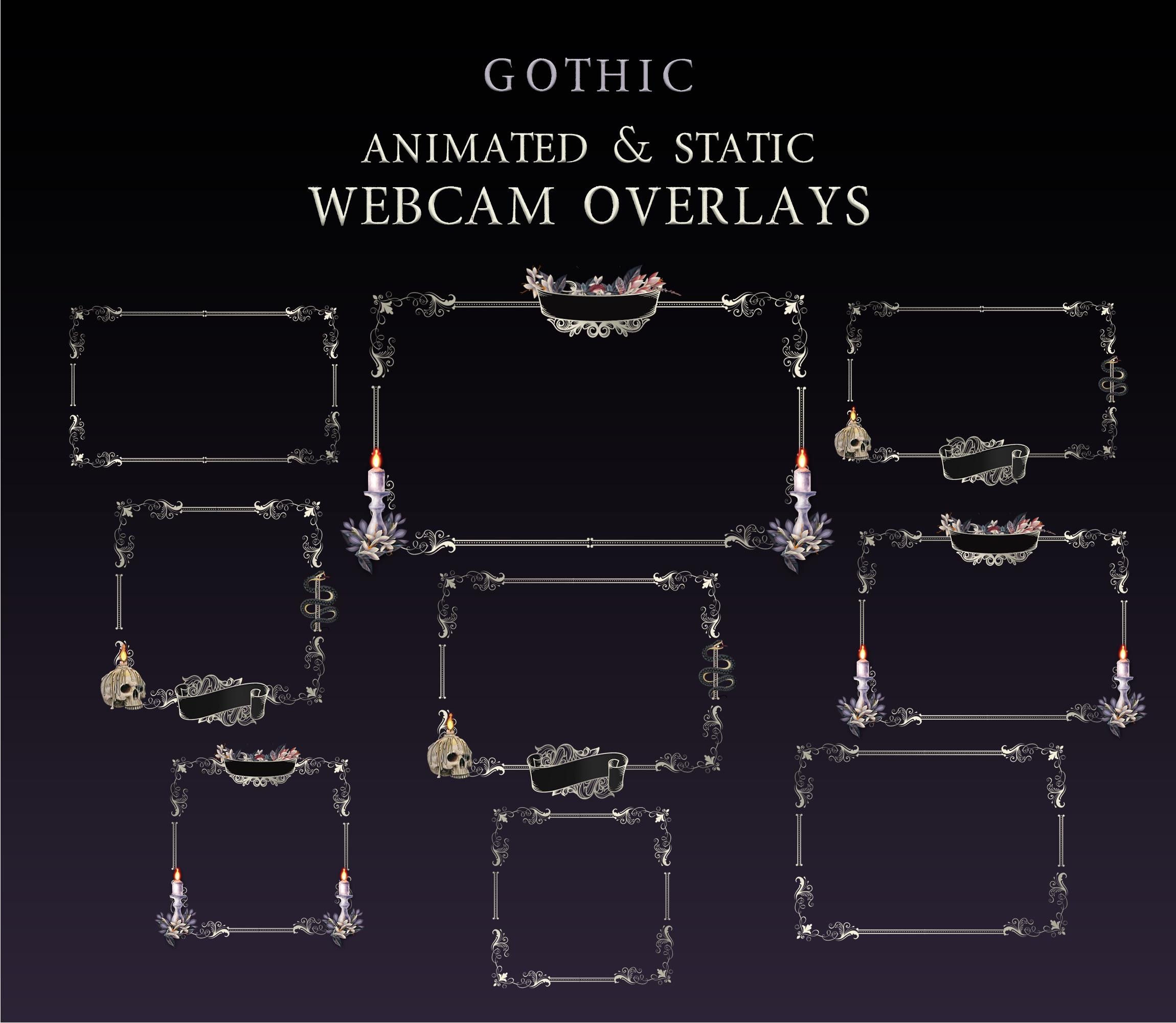 Gothic Animated Webcam Overlay Pack: Skull & Candle Theme (webm, PNG ...