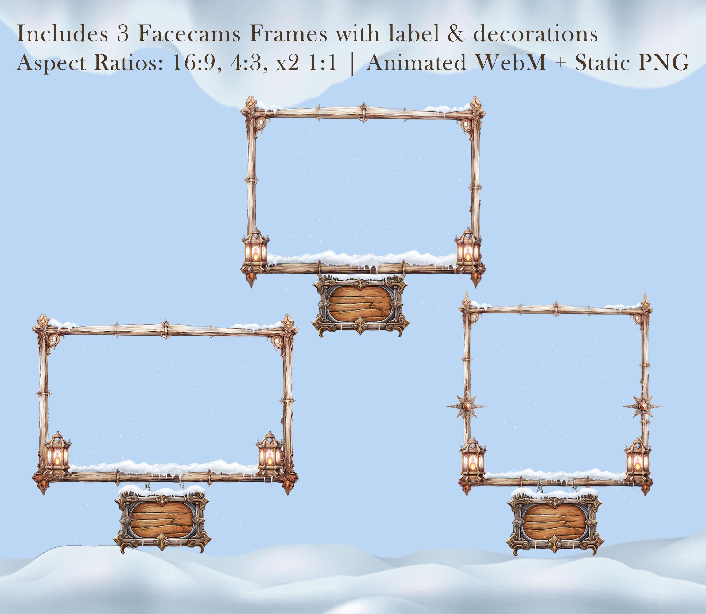 Medieval Winter Webcam Overlay Pack – Wooden Snow Dnd Facecam Frames ...