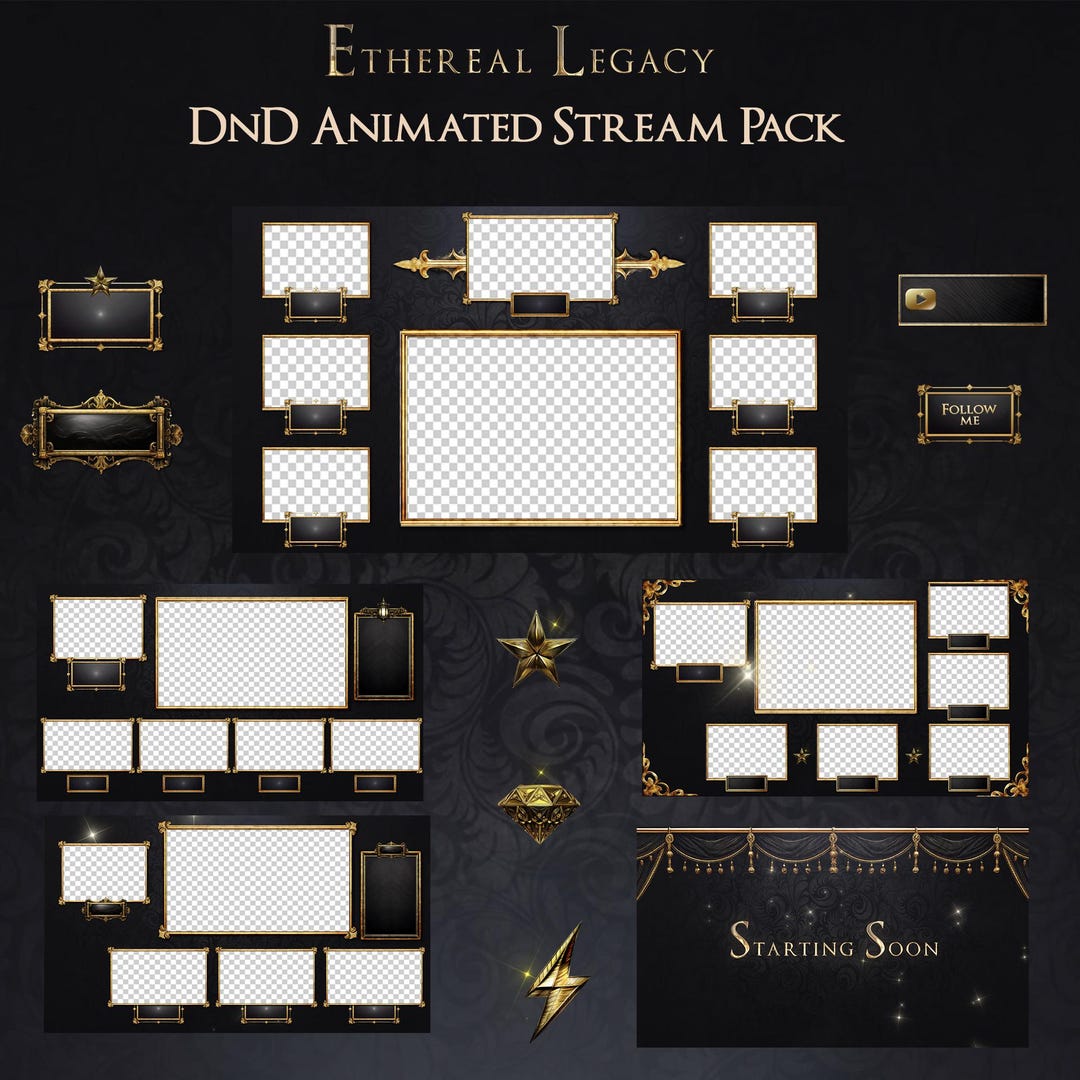 Animated Dnd Stream Overlay: Black & Gold Medieval Pack - Etsy