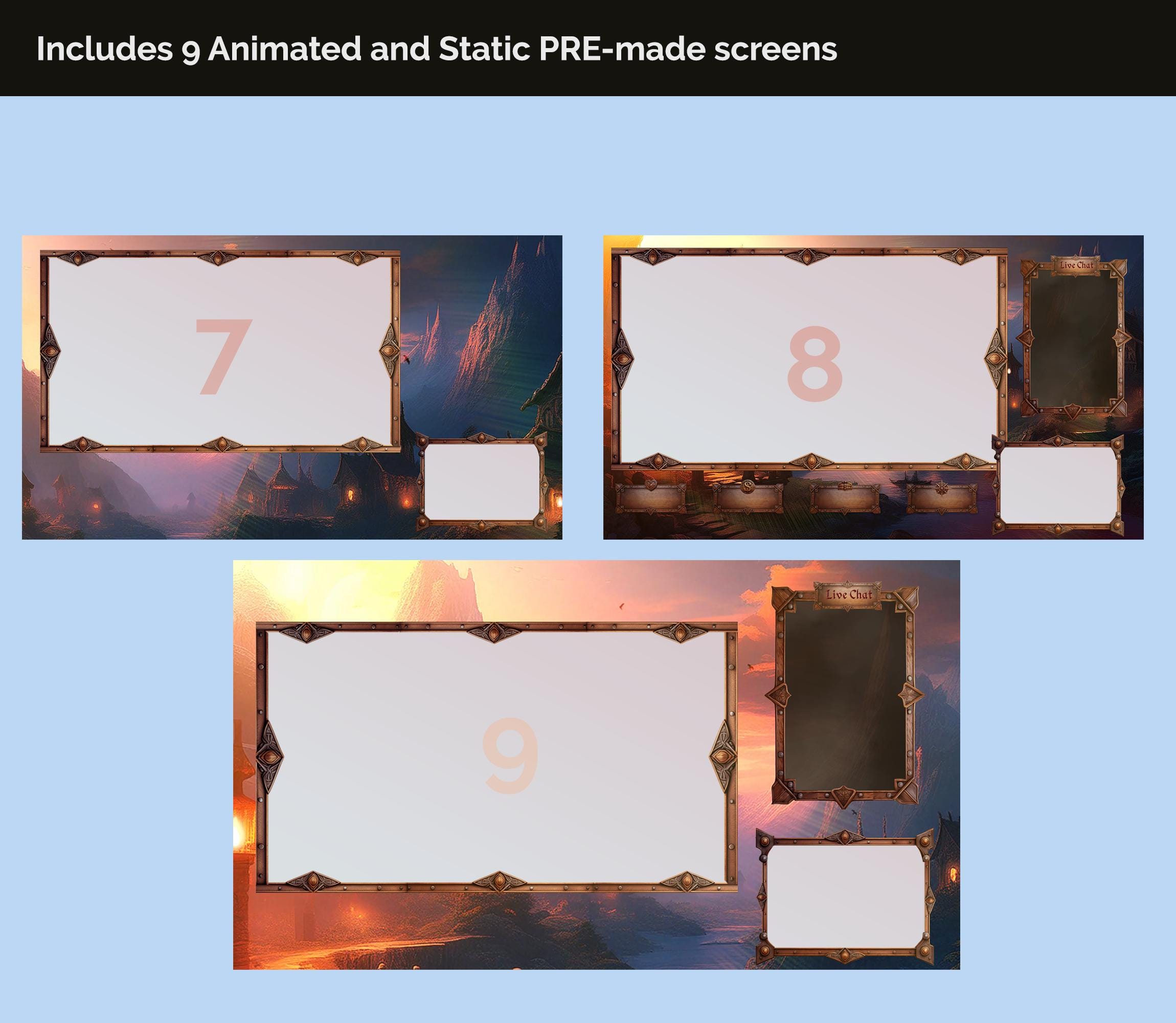 Viking Valley Sunset Stream Overlay Pack: Animated Twitch & OBS - Etsy