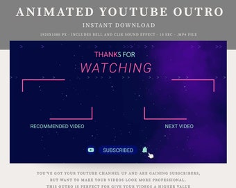 Youtube Outro End Screen Youtube Channel Art Instant Download - Etsy