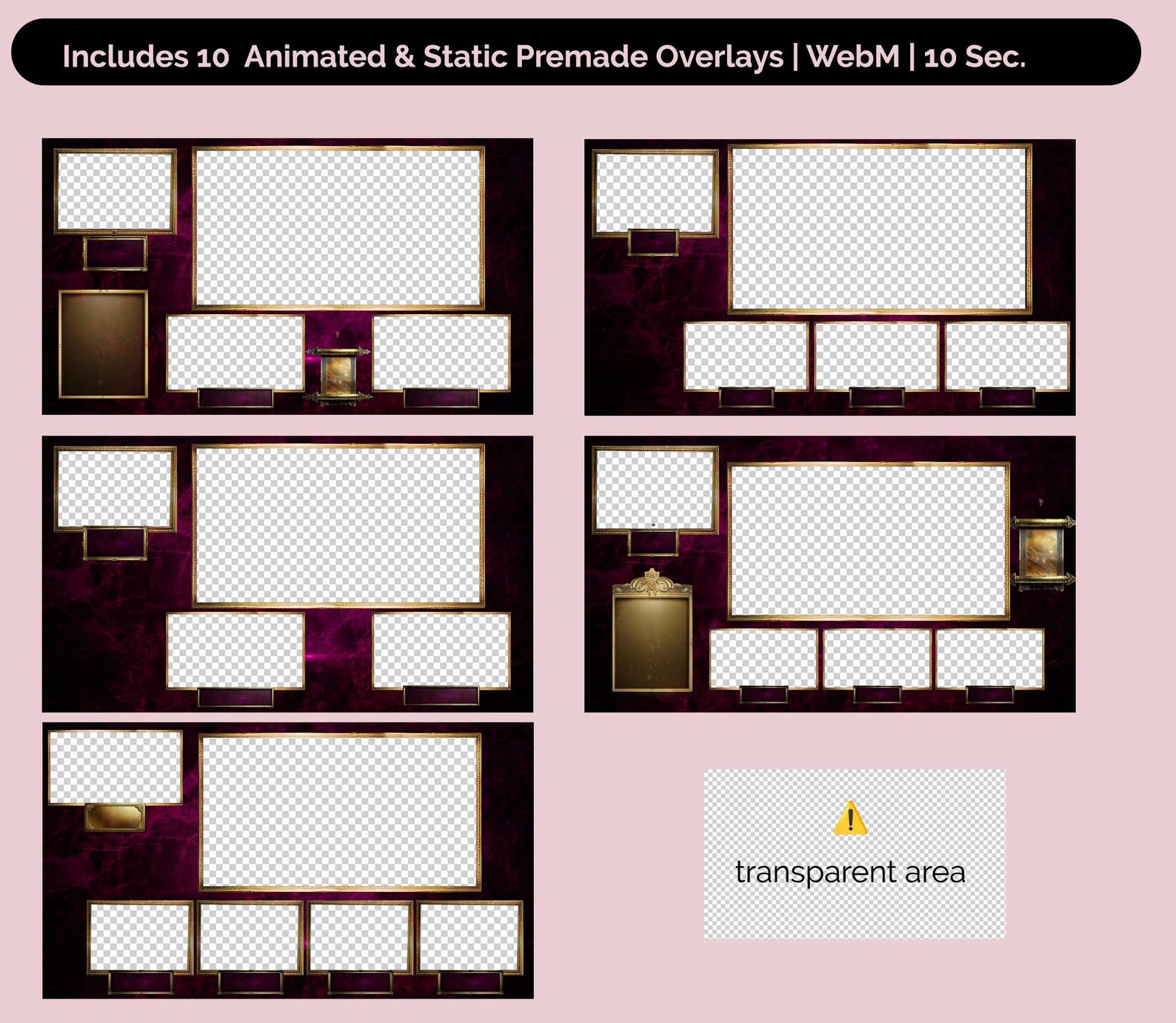 Animated Dungeons and Dragons Stream Overlay: Pink Gold Medieval Theme ...