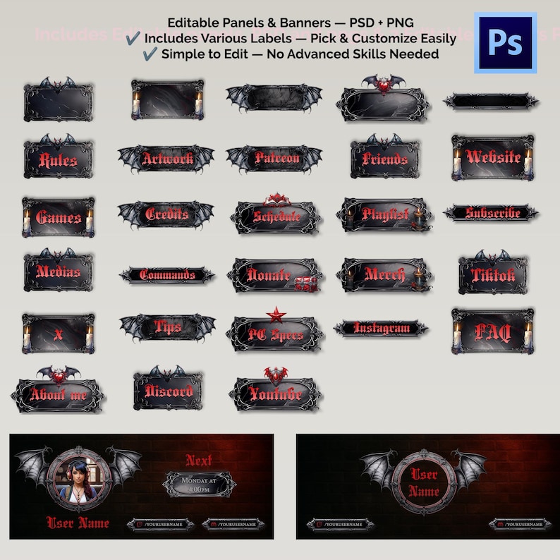 Vampire Gothic Castle Animated Stream Pack | Dark Fantasy Overlays ...
